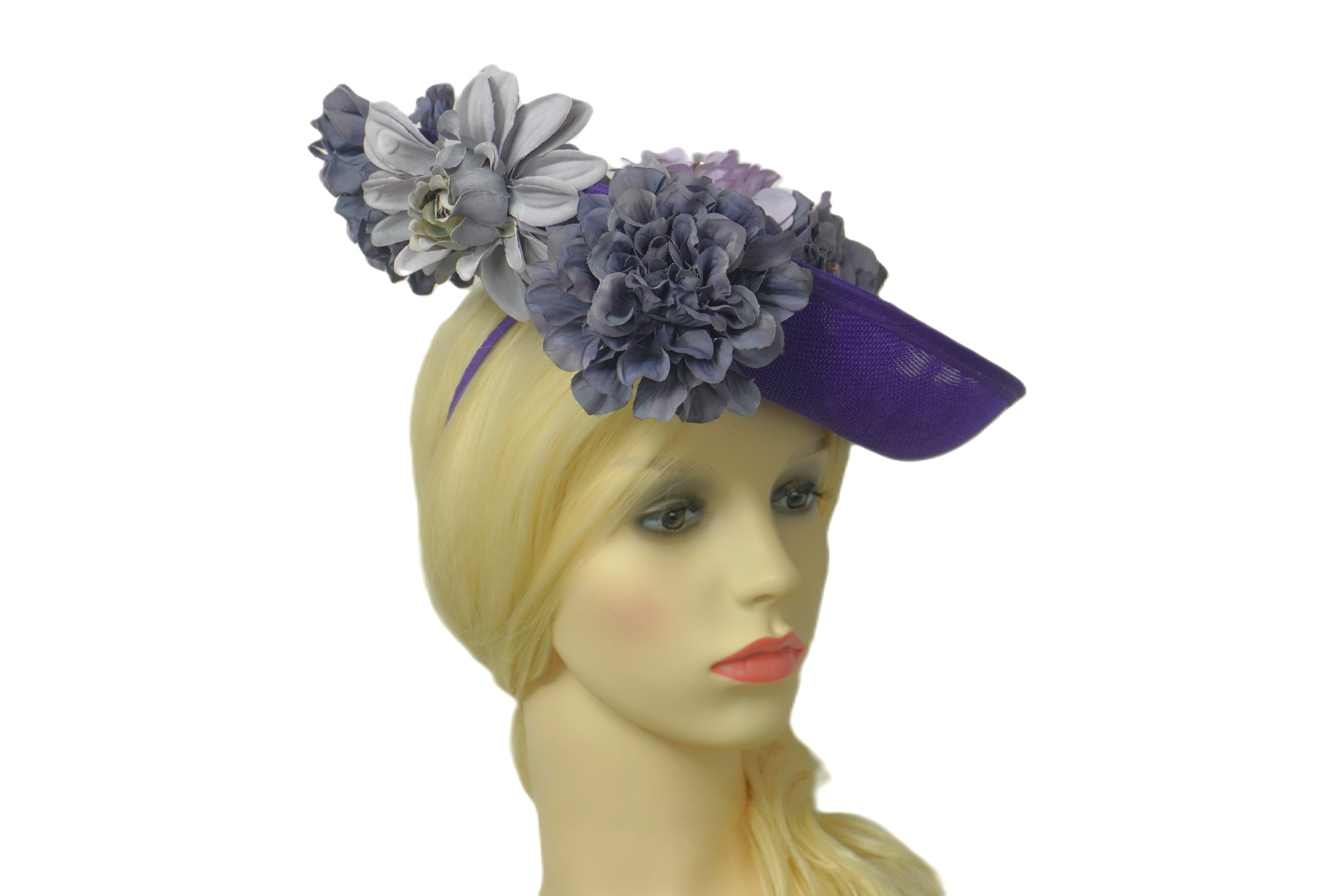 Purple Fascinator Hat, High Tea Hat, wedding guest hat, modern fascina ...